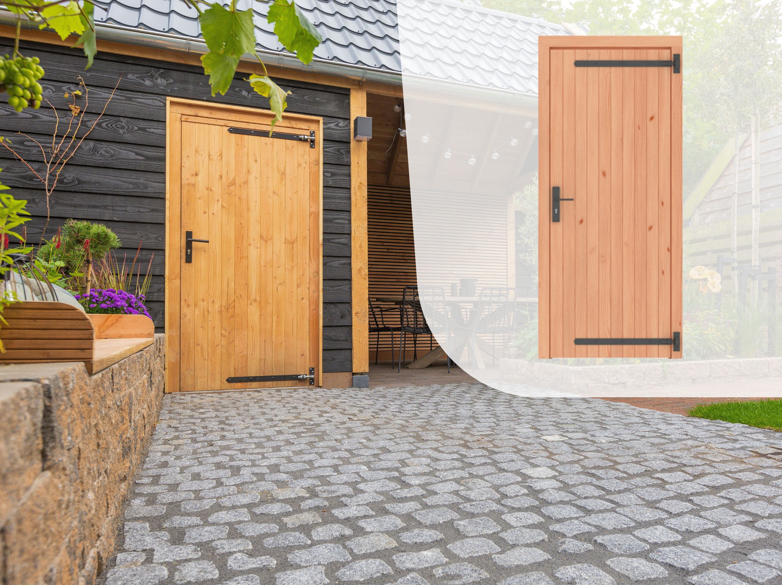 Enkele deur dicht douglas, rechtsdraaiend, 102 x 202 cm