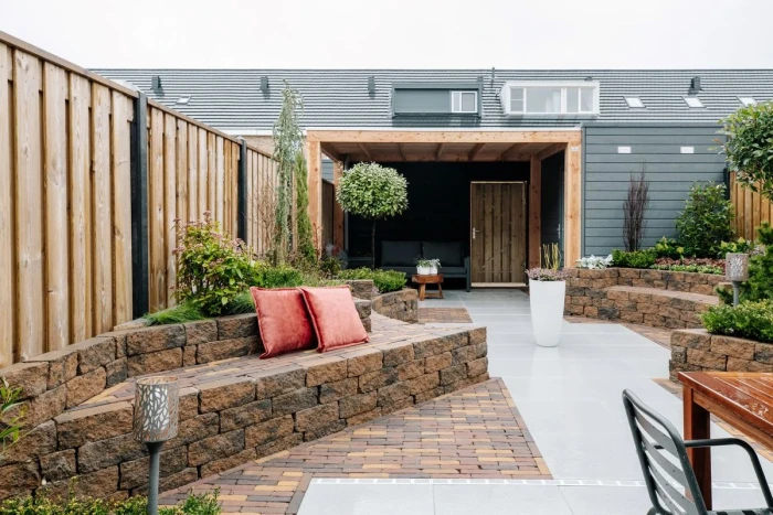 Douglas overkapping 750 x 300, met zwarte achterwand en twee zijwanden ...