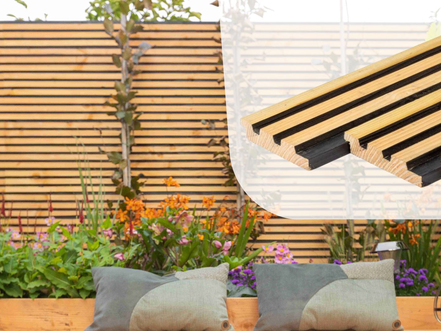 Triple Rhombusprofiel, Zwart/Douglas, 2,5 x 14 x 300 cm | Nubuiten